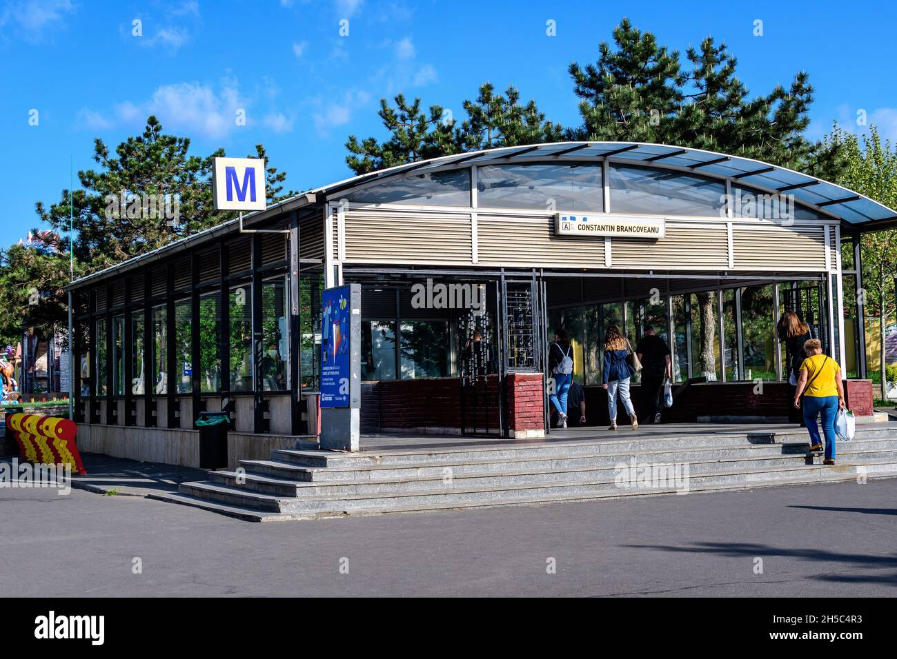 Bucharest, Romania - 4 May 2021: Main entry to Constantin Brancoveanu ...