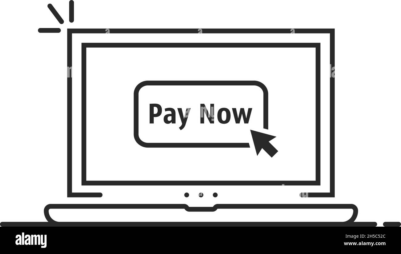 click on pay now button on linear laptop Stock Vector Image & Art - Alamy