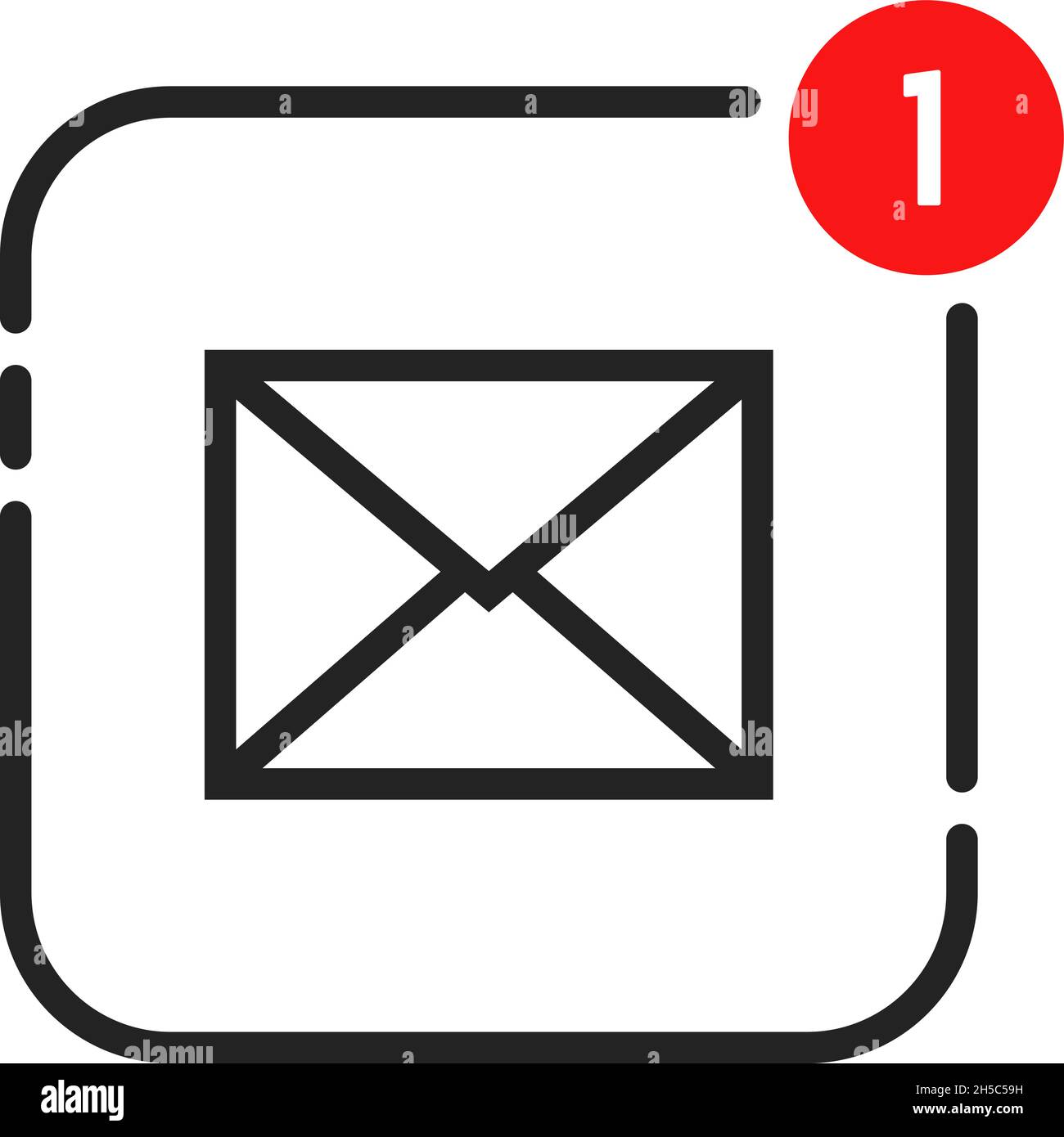 linear one notification in full mailbox Stock Vector Image & Art - Alamy