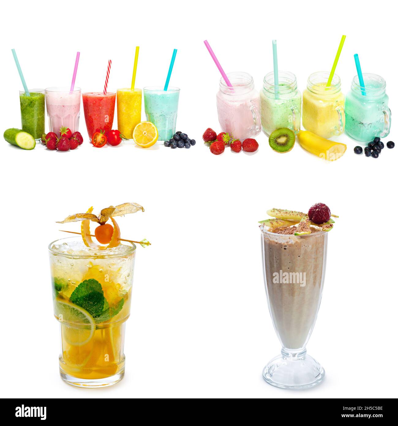 Set of classic cocktails isolated on white Stock Photo - Alamy