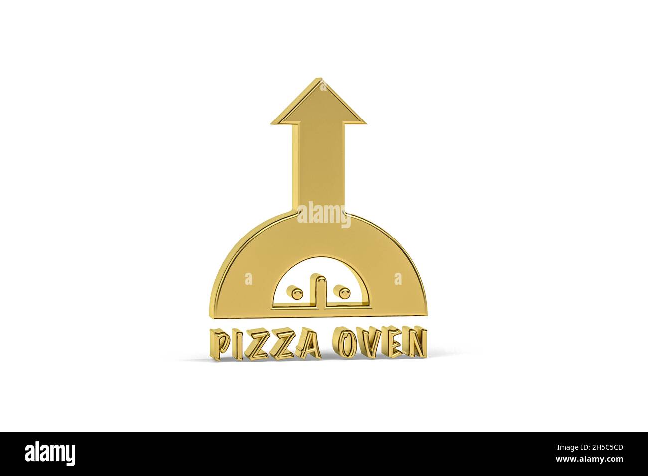 Golden 3d pizza oven icon isolated on white background - 3d render ...