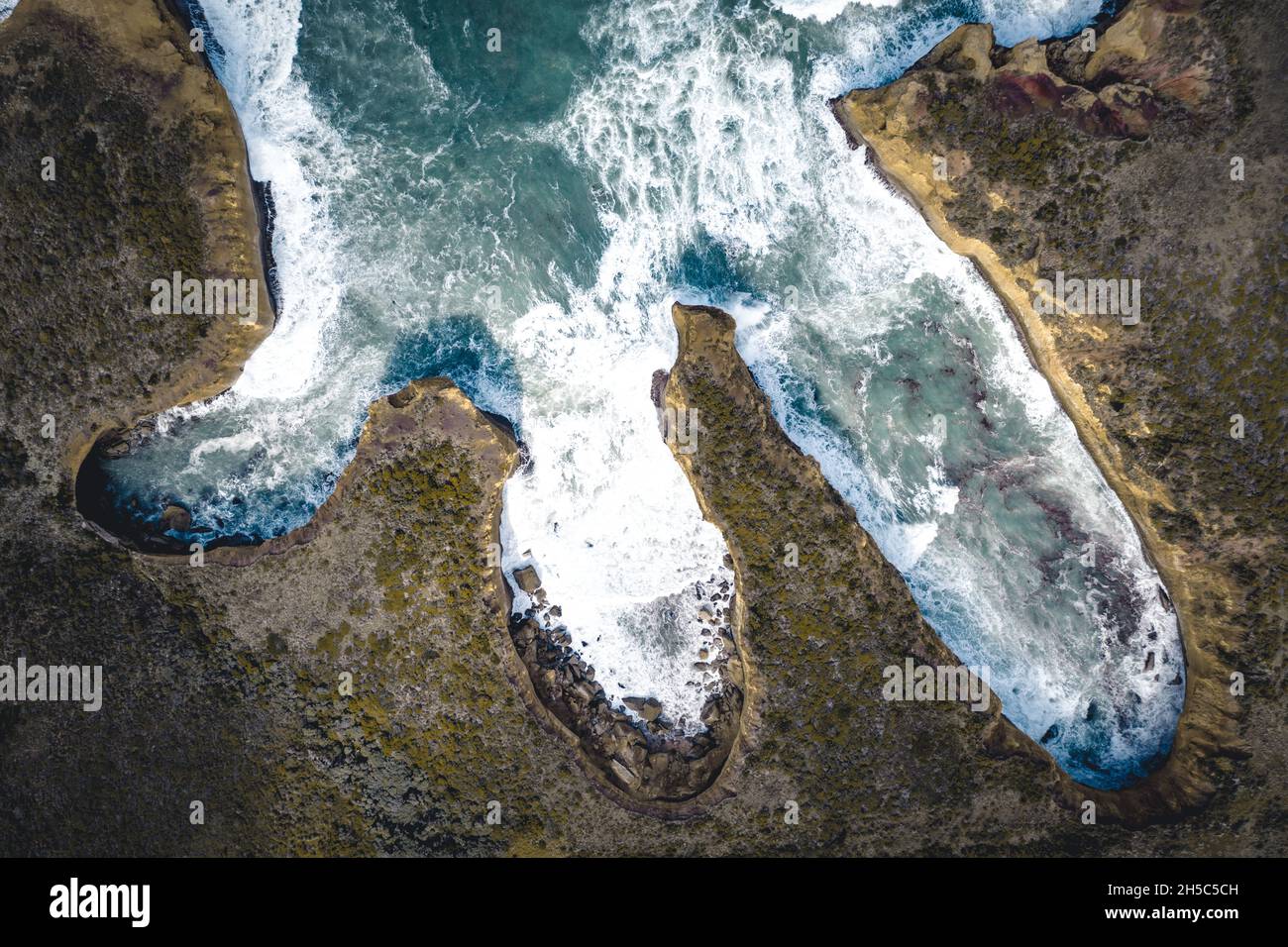 Birds eye view of Australian cliffs seen from above by DJI drone Stock ...