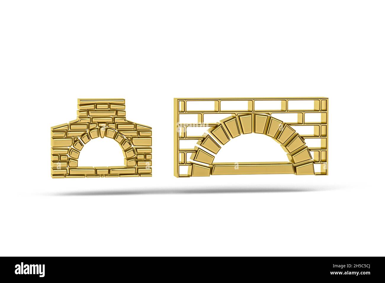 Golden 3d pizza oven icon isolated on white background - 3d render ...