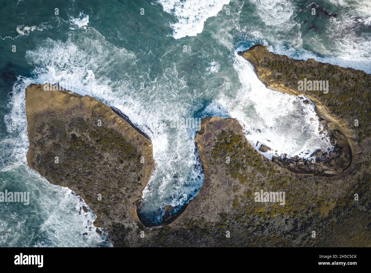 Birds eye view of Australian cliffs seen from above by DJI drone Stock ...