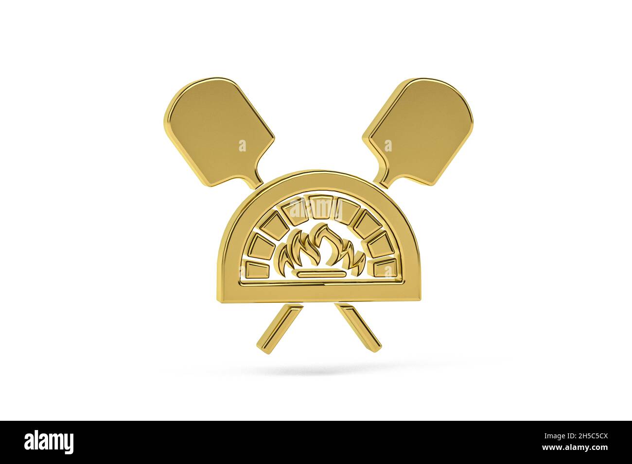 Golden 3d pizza oven icon isolated on white background - 3d render ...