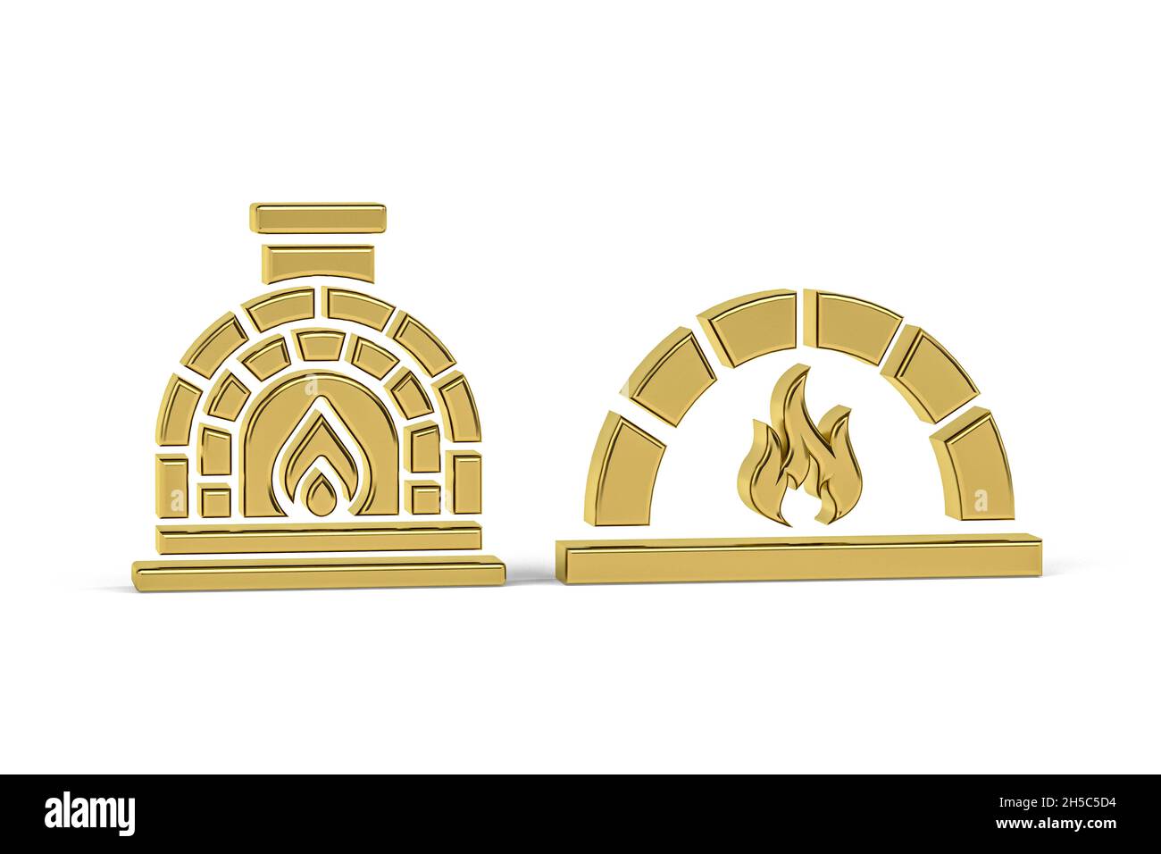 Golden 3d pizza oven icon isolated on white background - 3d render ...