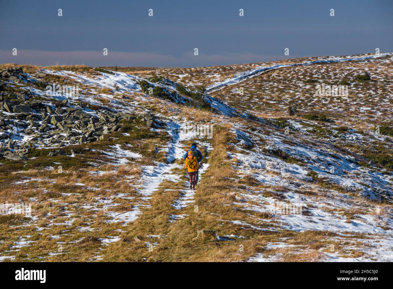 View of hills of vast Water Dividing ridge covered in red, orange and ...