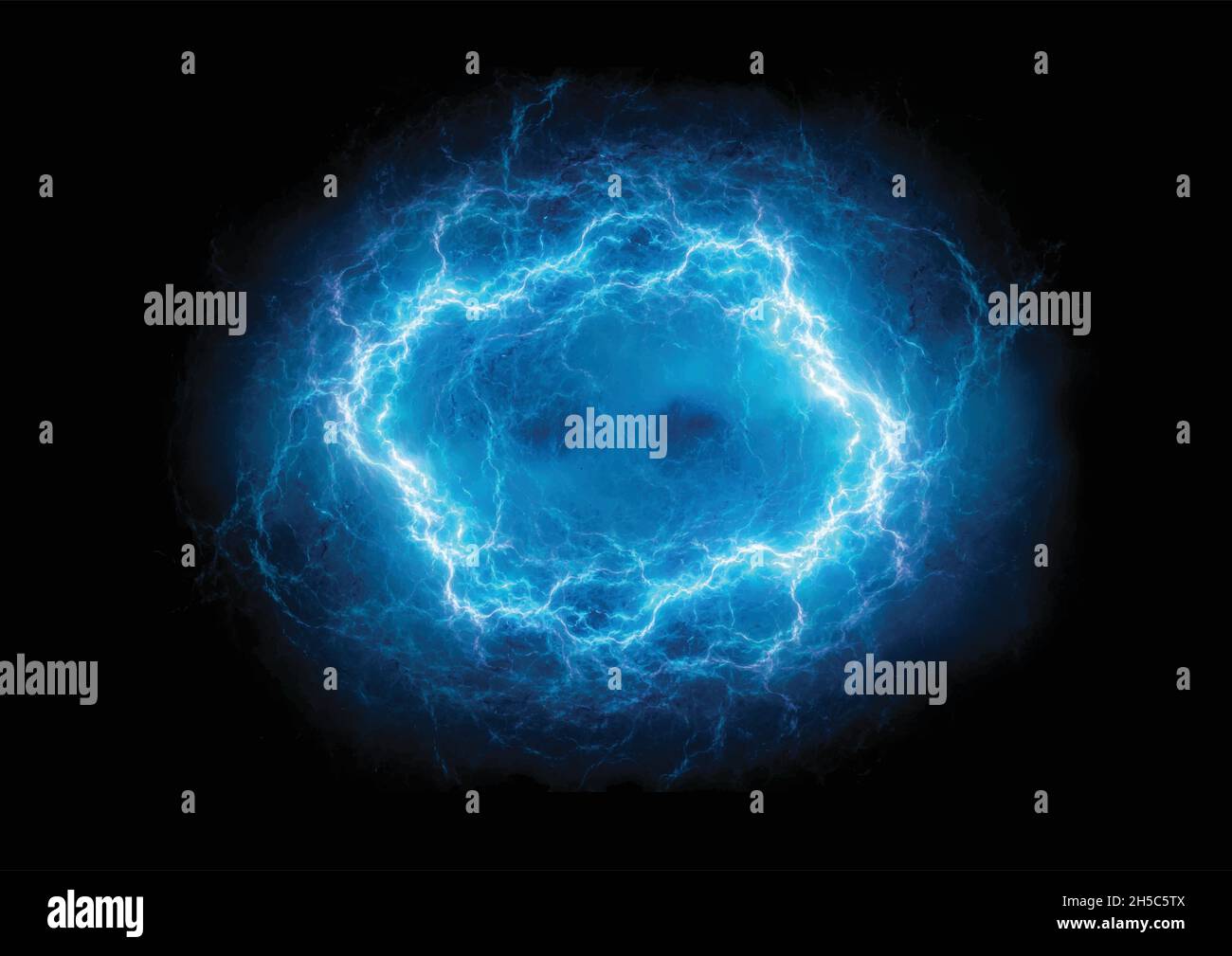 Blue glowing plasma lightning in space on black vector Stock Vector ...