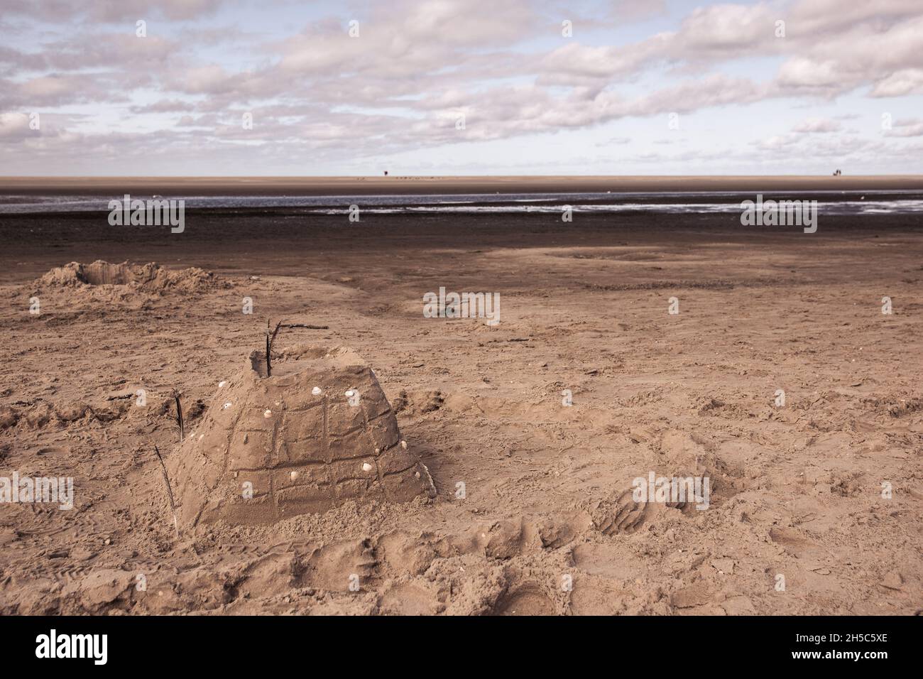 Scenic view of a castle made of sand on the beach Stock Photo - Alamy