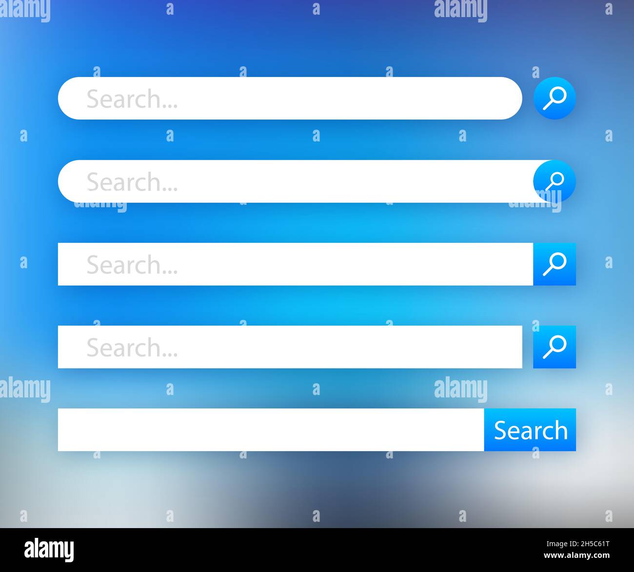 Set Search bar vector element design, set of search boxes ui template isolated on blue ...
