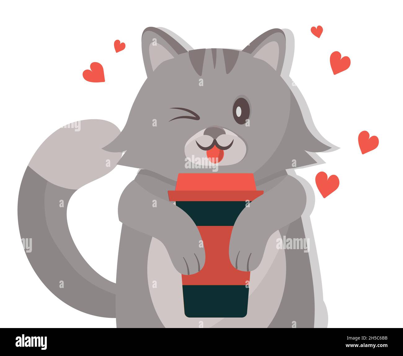 Cute cat tea coffee Stock Vector Images - Alamy