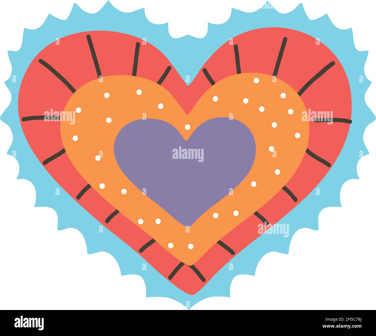 pretty decorated heart with peaks Stock Vector Image & Art - Alamy