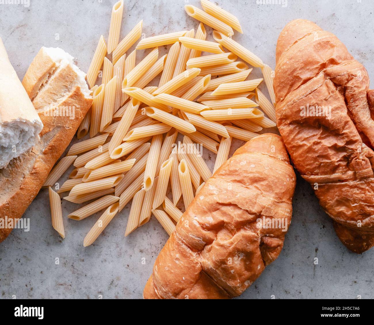 White pasta white bread hi-res stock photography and images - Alamy
