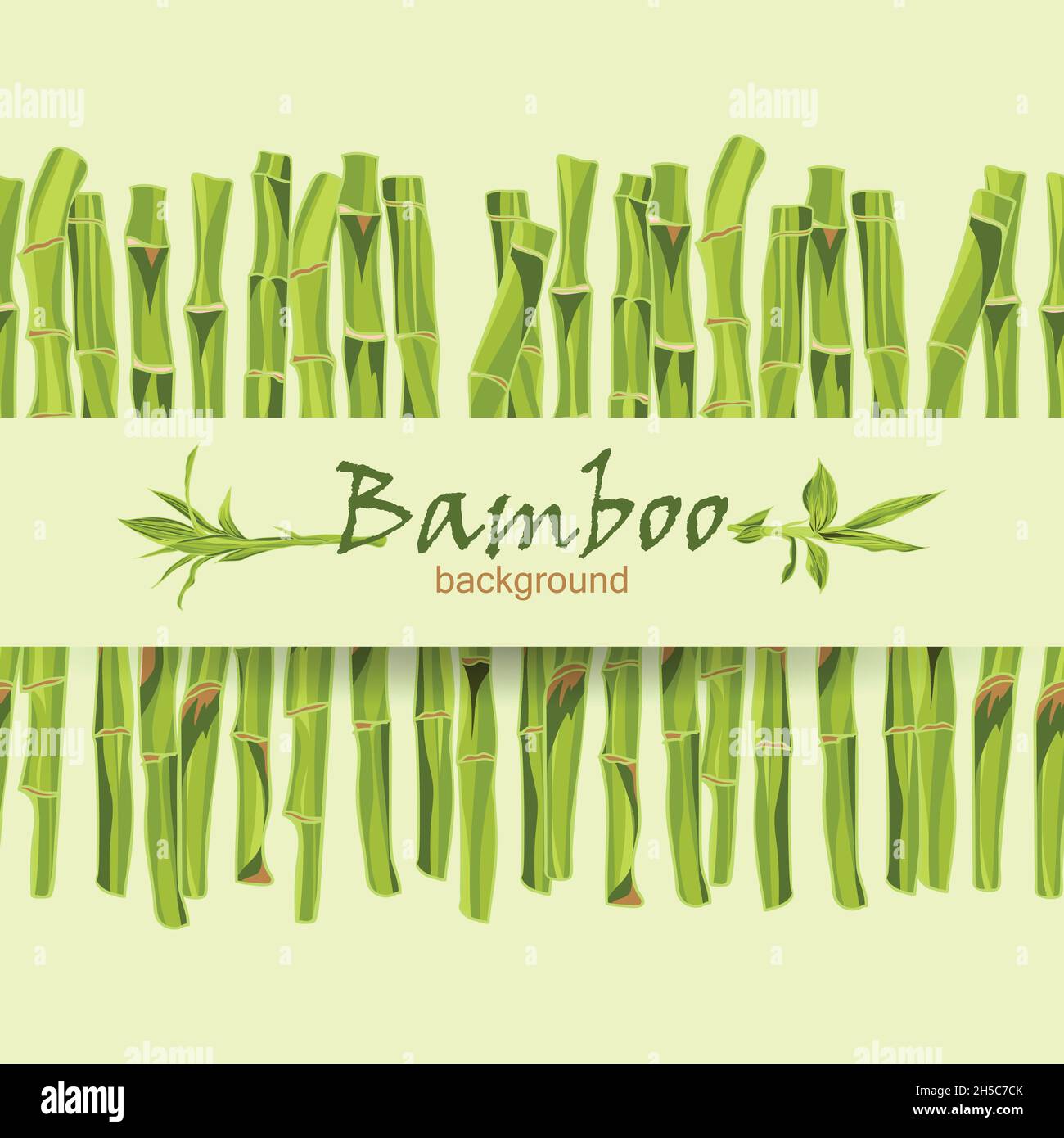 Hand-drawn green bamboo background with space for text Stock Vector ...
