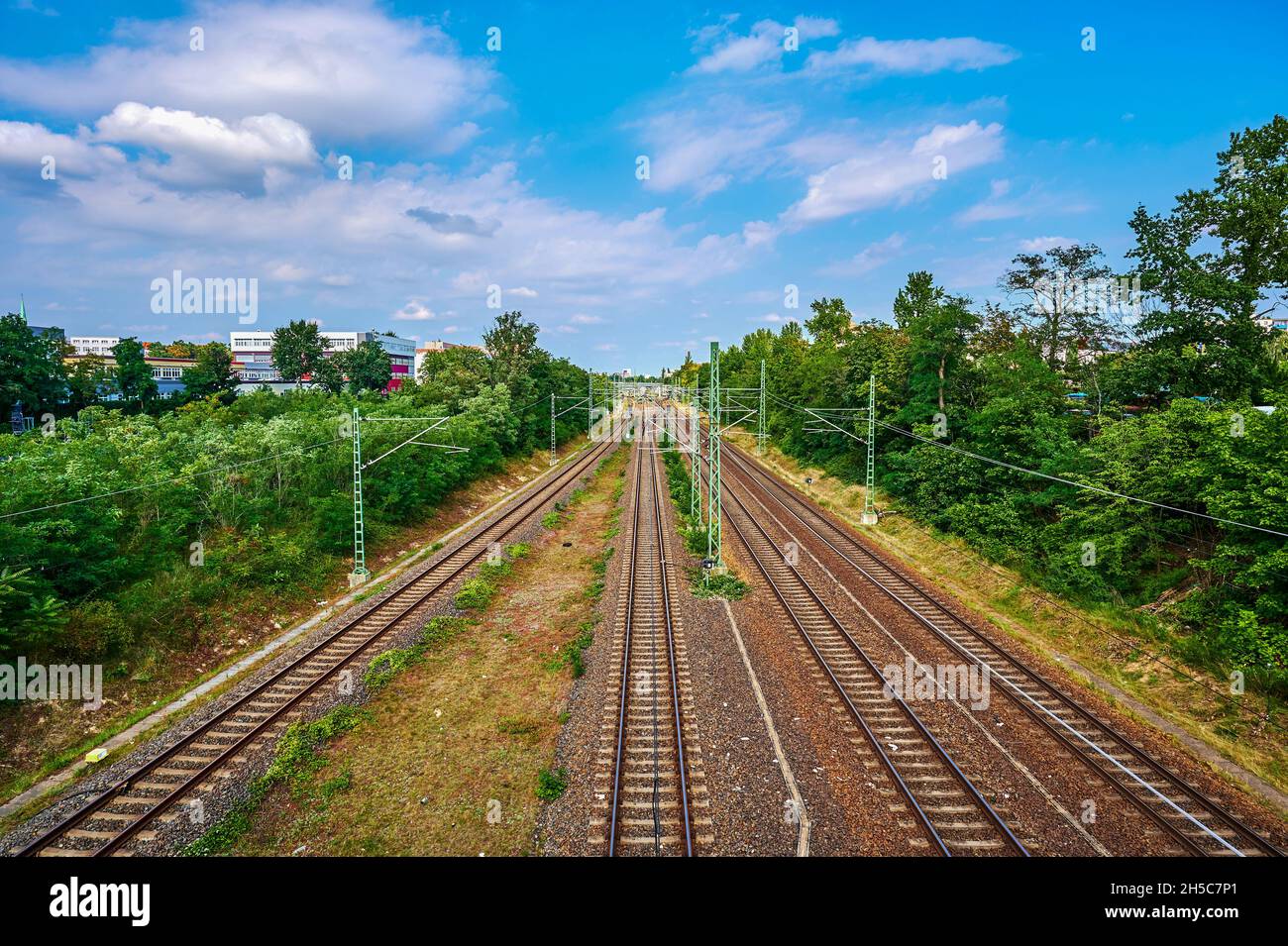 Berlin, Germany - September 5, 2021: View to railway tracks of the ...