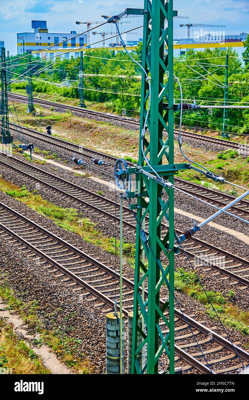 Berlin, Germany - September 5, 2021: View to railway tracks of the ...