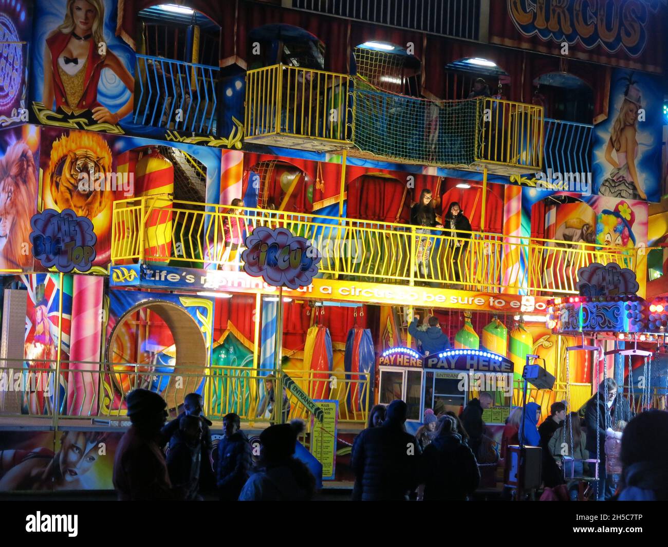 Pay Here: entrance to the circus-themed Big Top attraction at a Bonfire ...