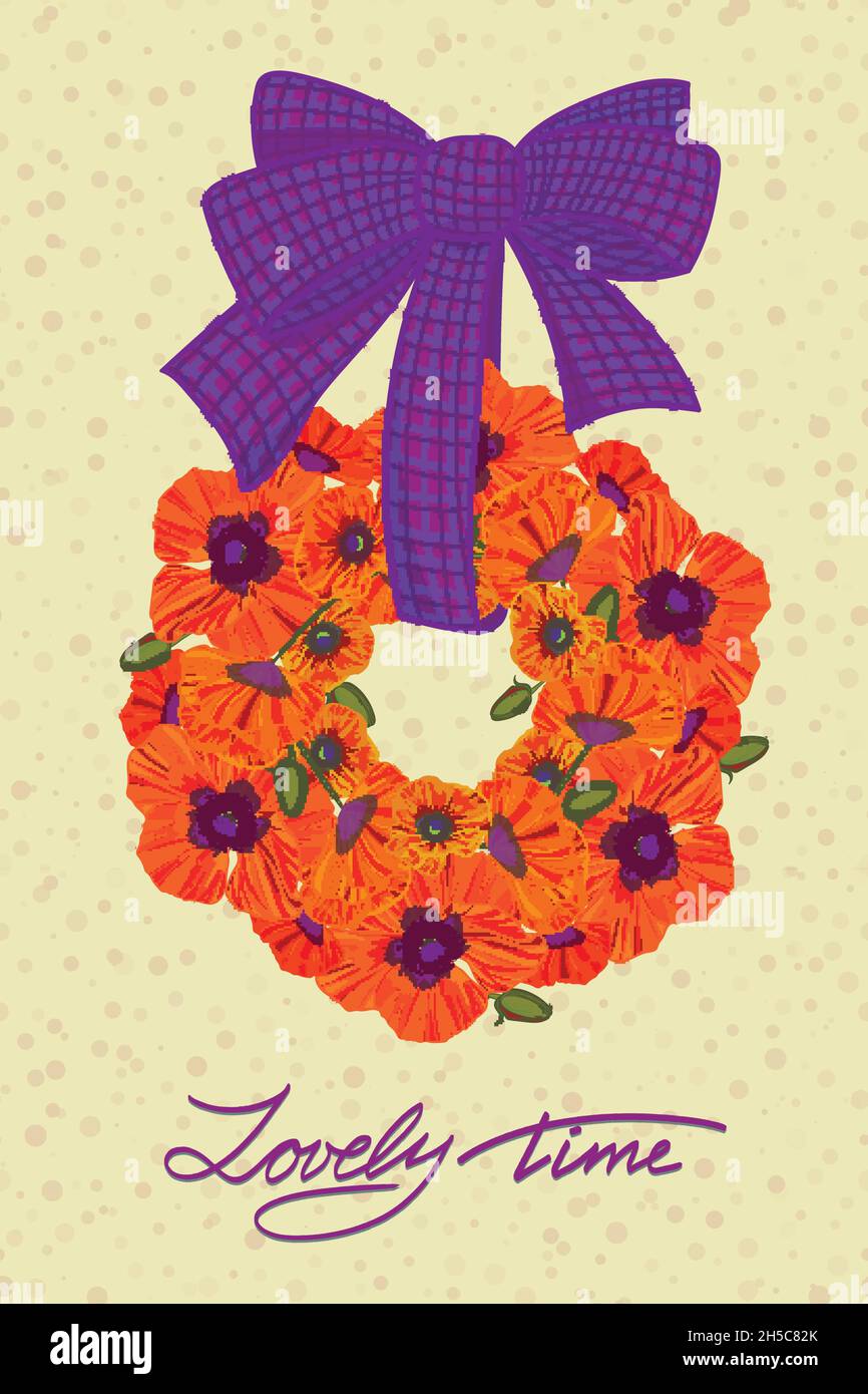 Red flower wreath Stock Vector Images - Alamy