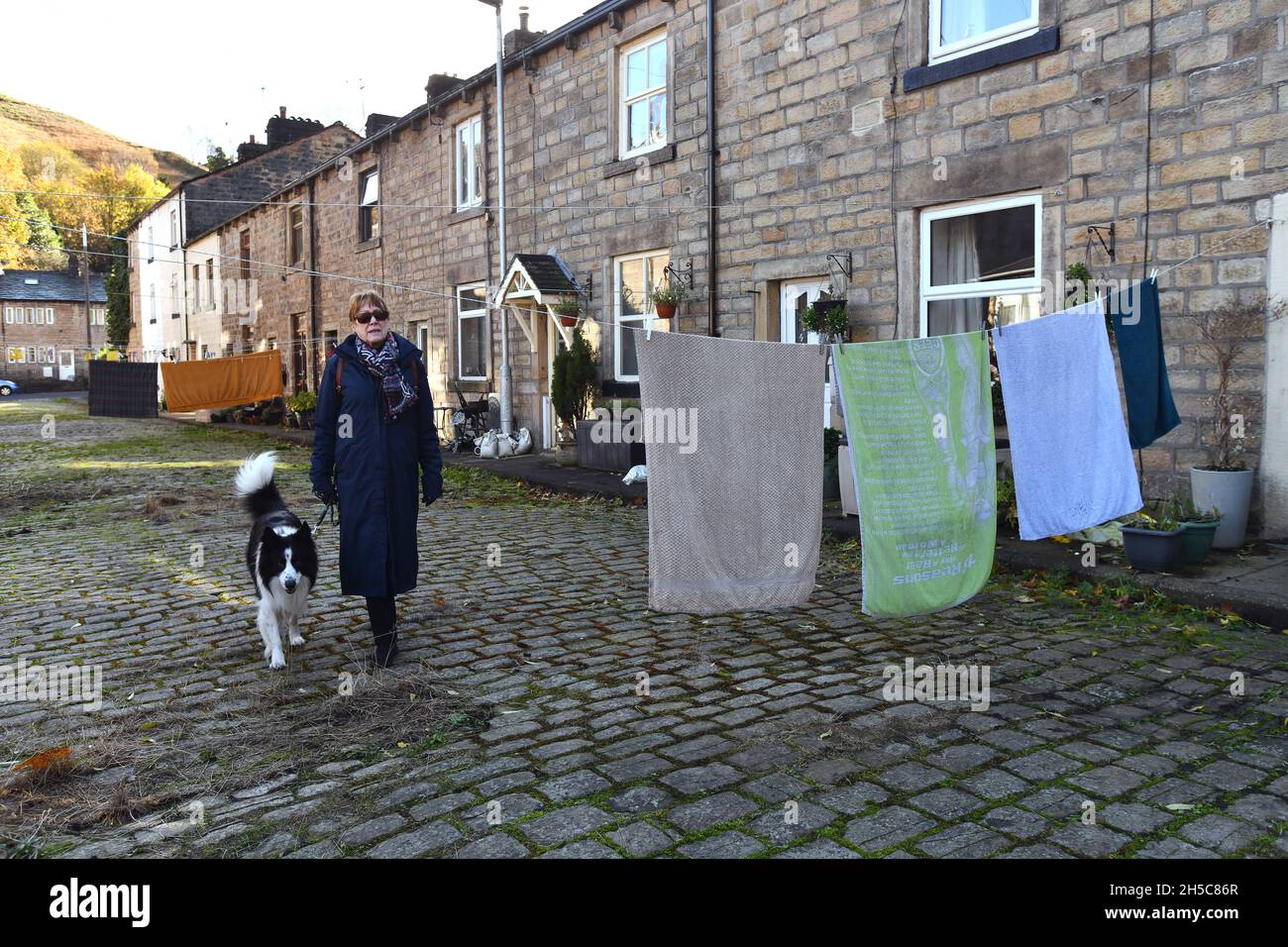 Washing on line across the street in Market Street, Todmorden, West ...