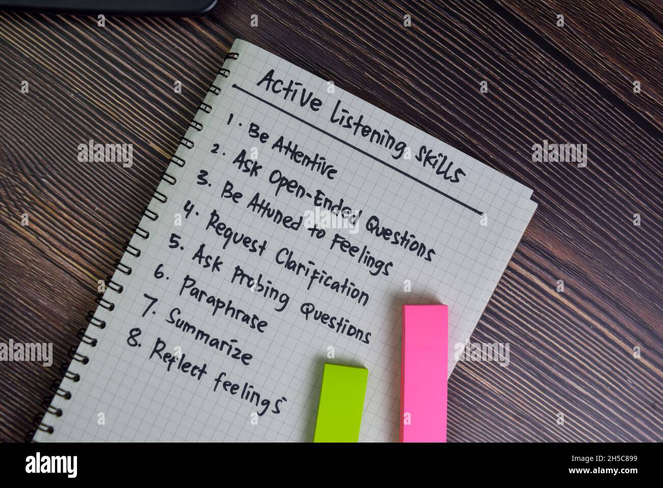 Active Listening Skills write on a book with keyword isolated on Wooden ...