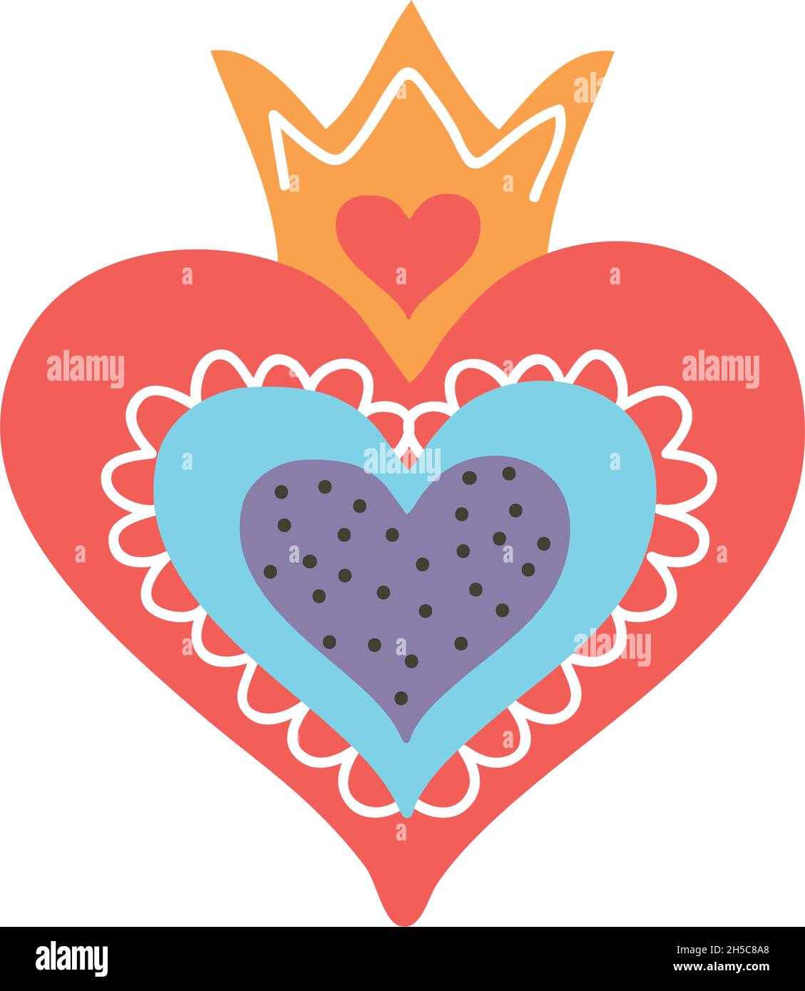 decorated heart illustration with crown Stock Vector Image & Art - Alamy