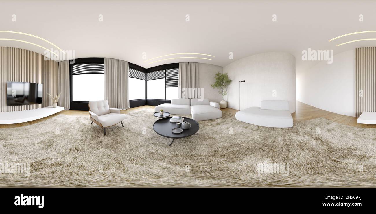 360 panorana of modern interior room 3 D rendering Stock Photo - Alamy