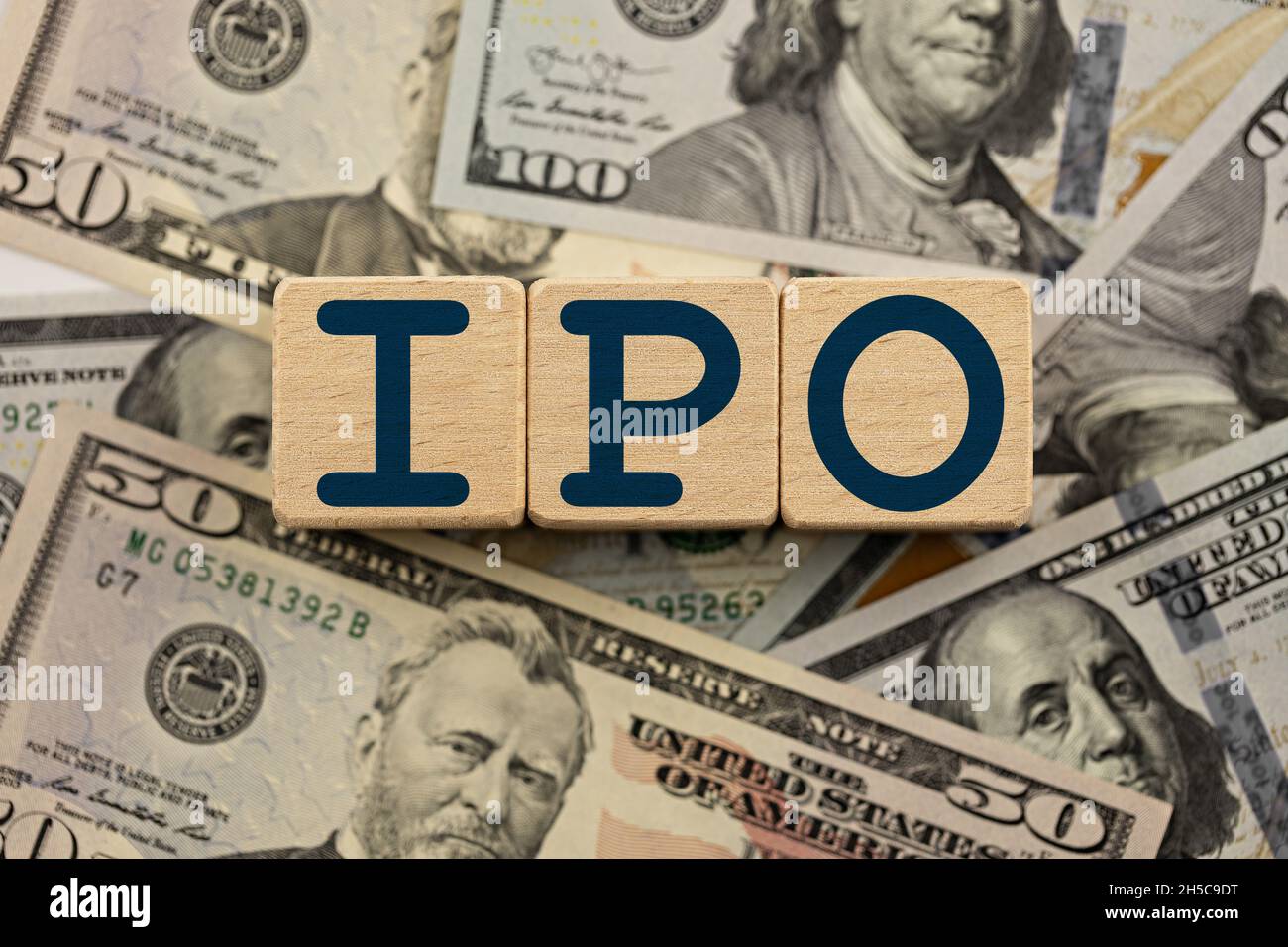 ipo (initial public offering) theme. wooden cubes with the acronym ipo ...
