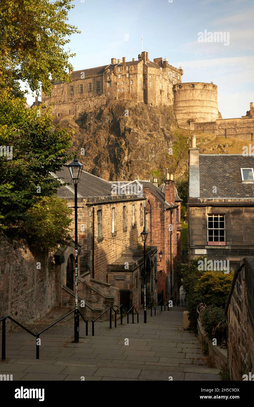 Vennel steps, with the view of Edinburgh castle, Edinburgh Autumn Stock ...