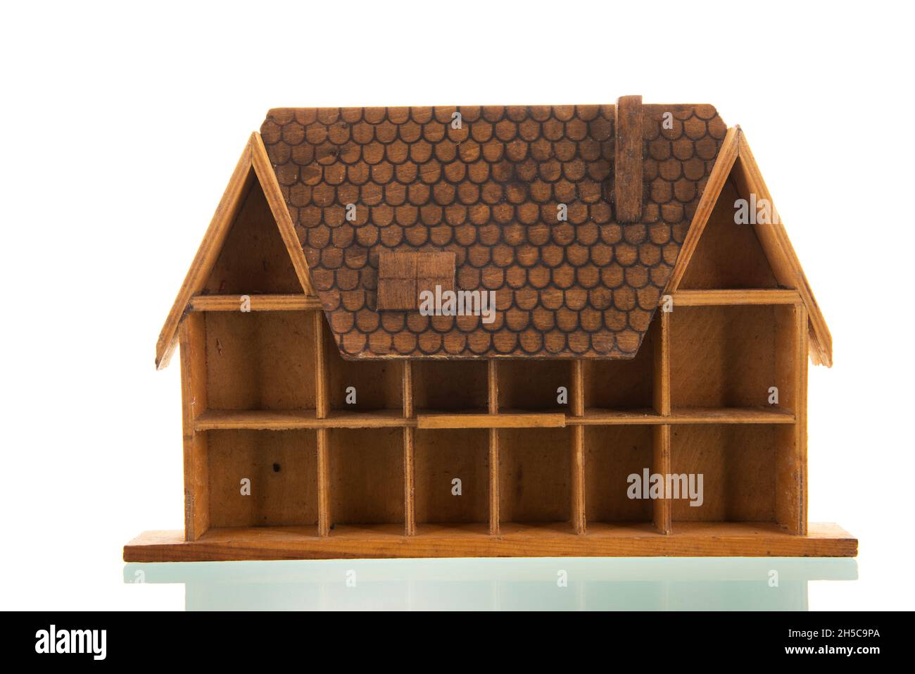 Wooden open house isolated over white background Stock Photo - Alamy