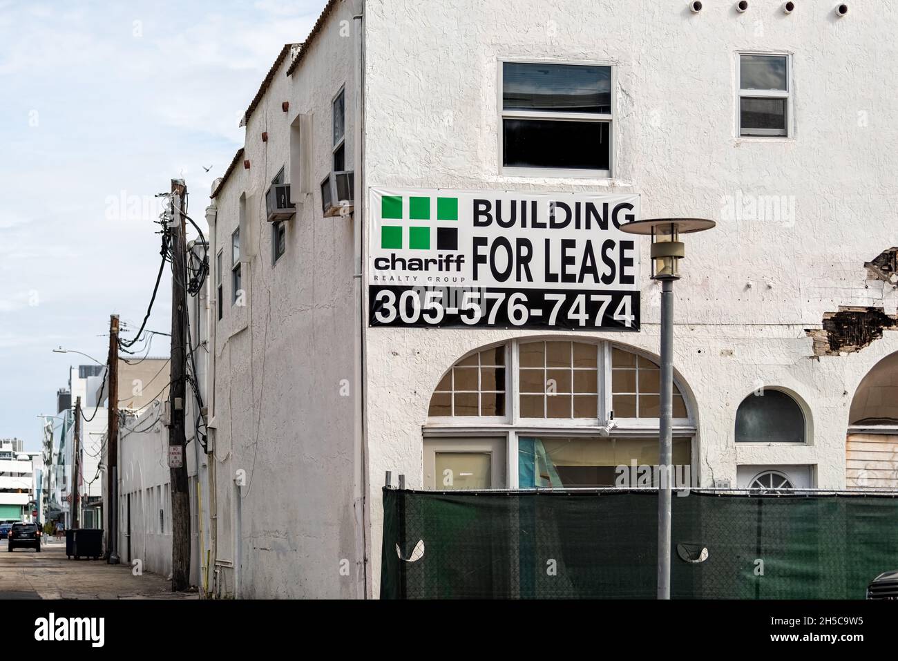 Miami Beach, USA - January 17, 2021: Building for lease office real ...