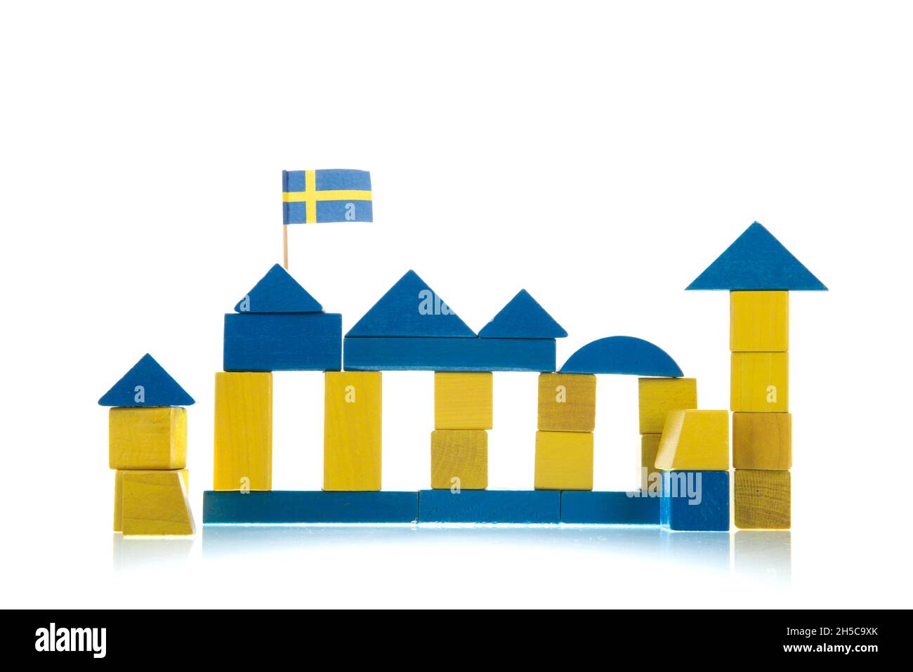 Swedish building with flag isolated over white background Stock Photo ...