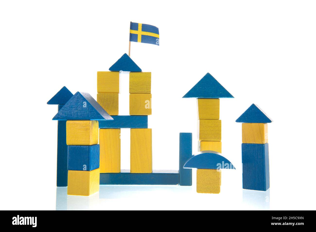 Swedish building with flag isolated over white background Stock Photo ...