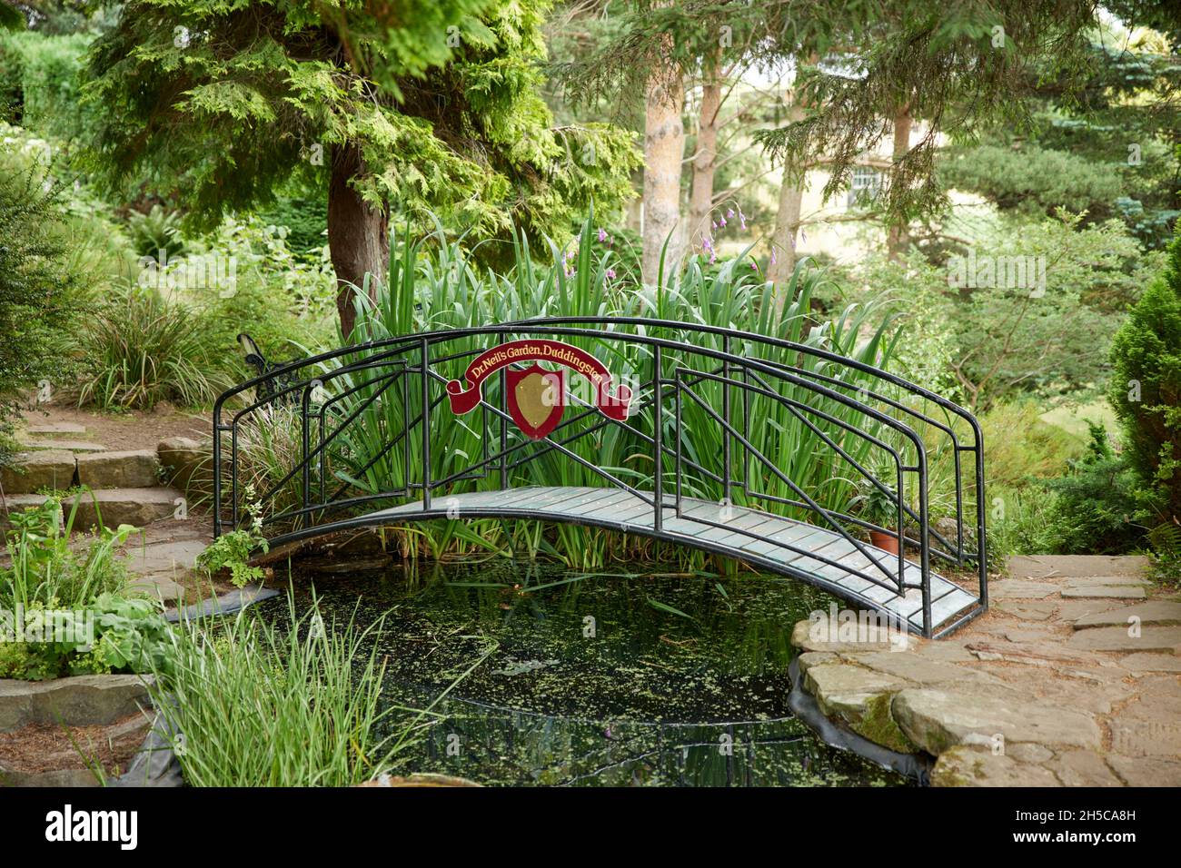 Dr Neil's Garden Edinburgh, Pond, bridge and water feature Stock Photo ...