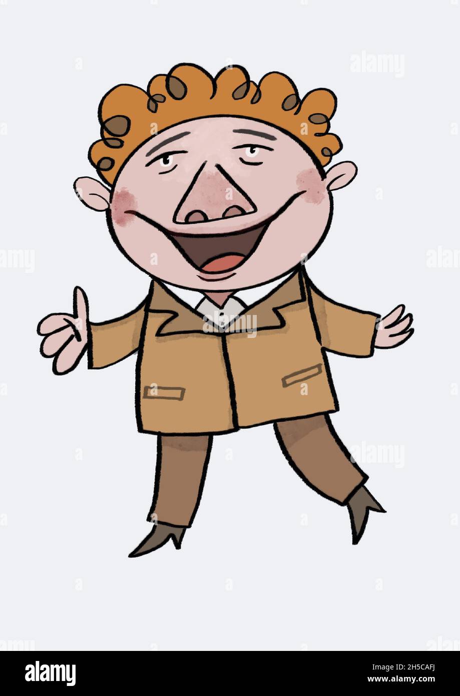 a happy ginger man cartoon illustration Stock Photo - Alamy
