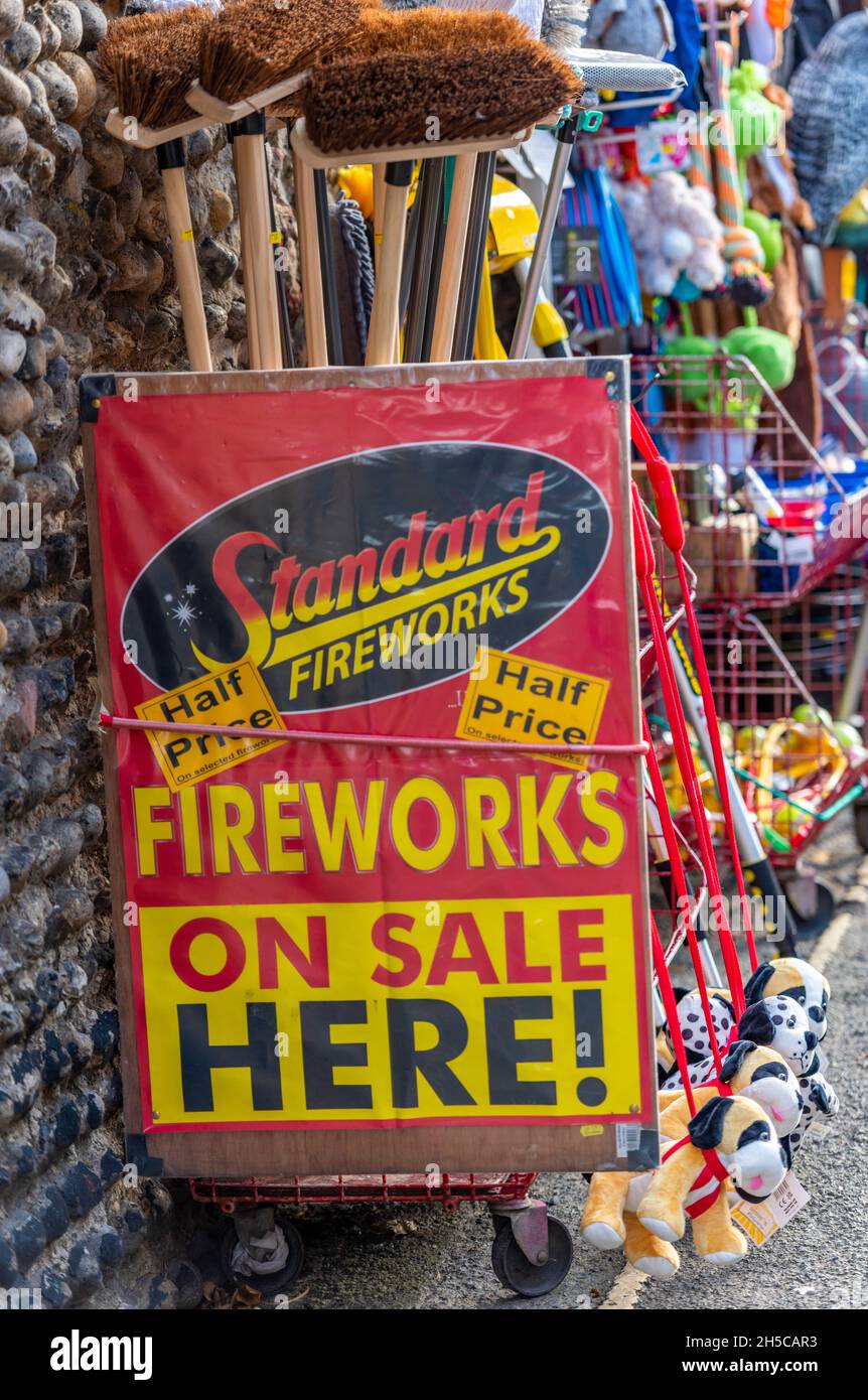 fireworks on sale at a hardware shop in wells next the sea in norfolk ...