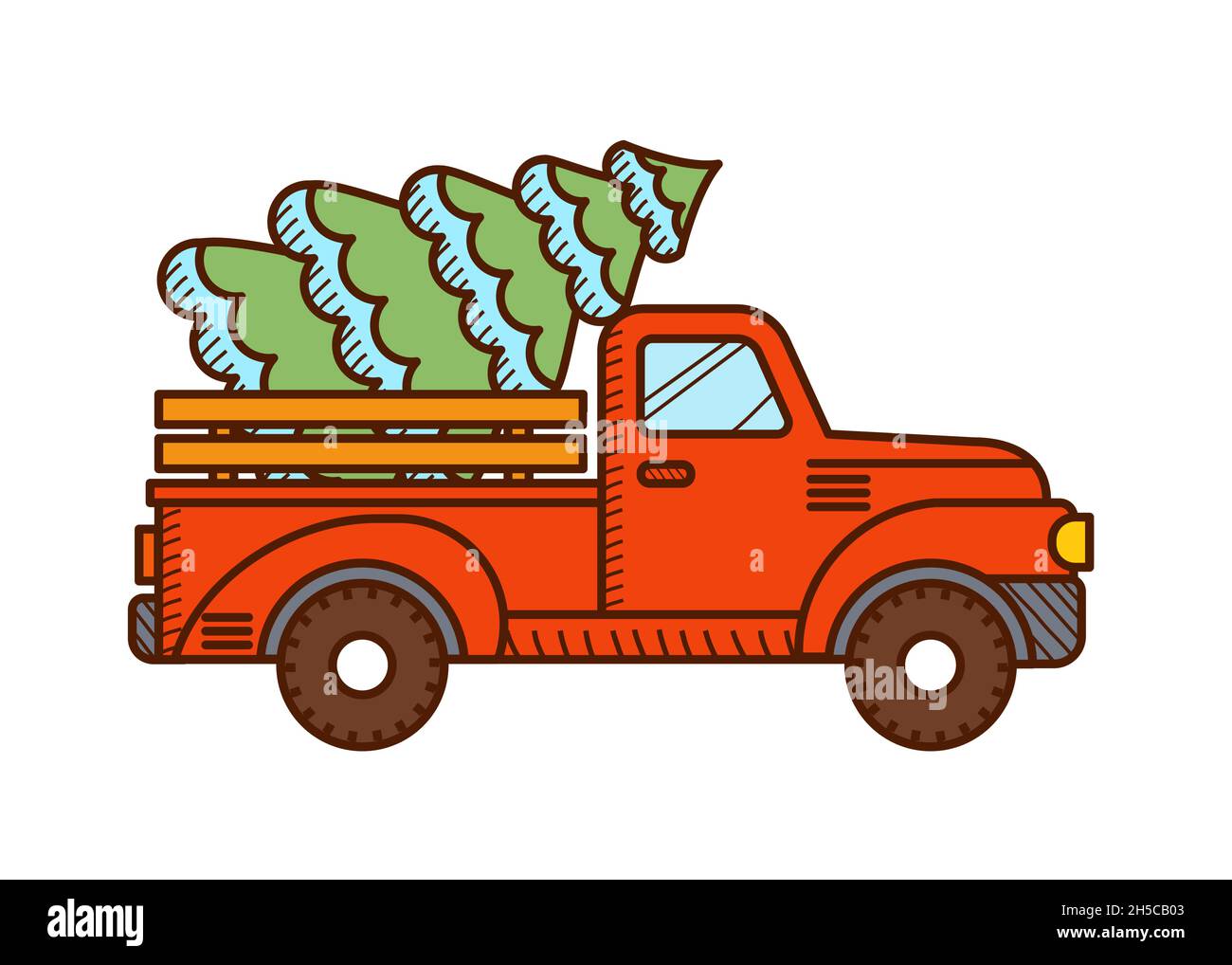 Old red truck christmas Stock Vector Images - Alamy