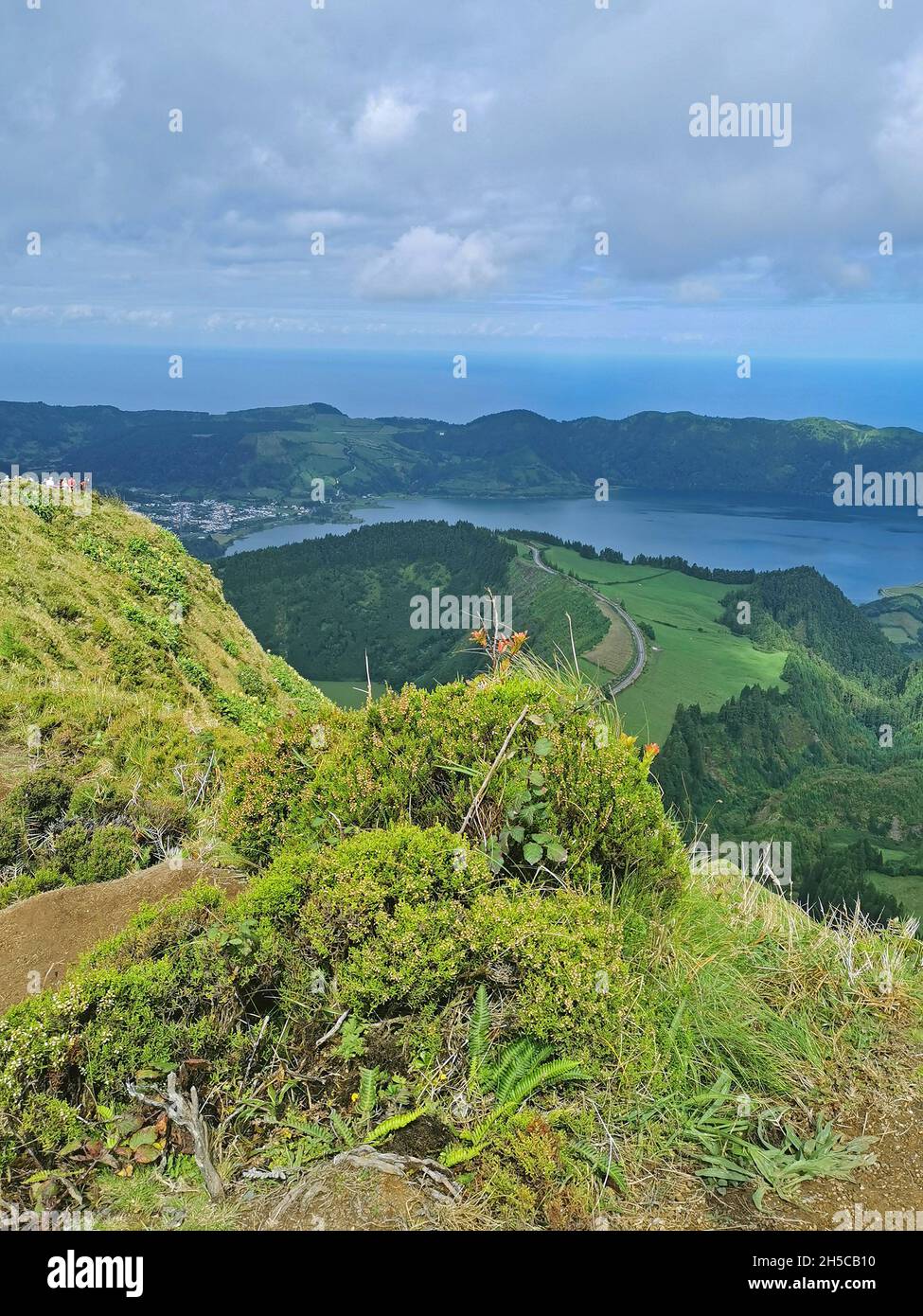 amazing green landscape on the azores island sao miguel Stock Photo - Alamy