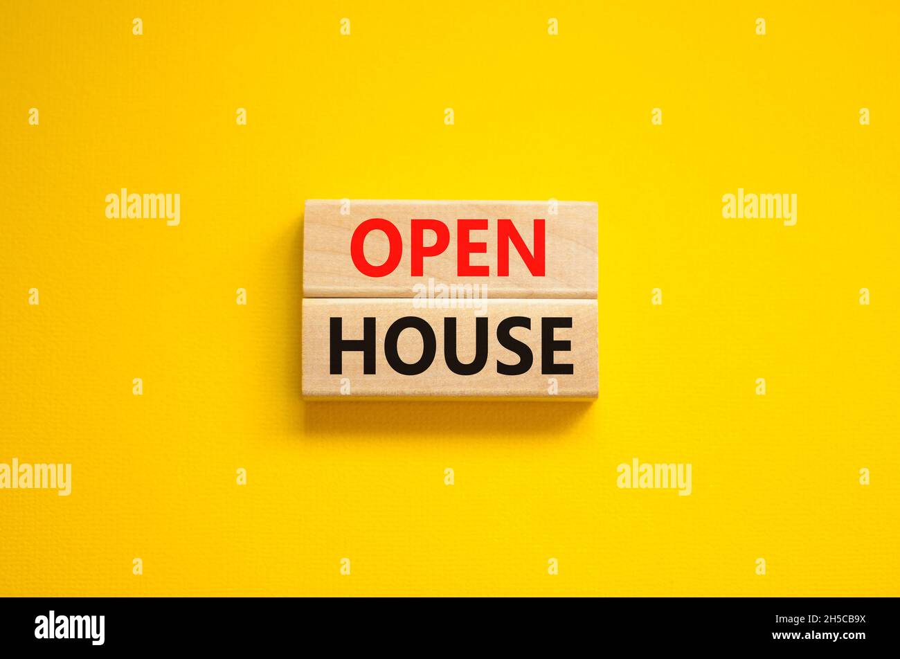 Time to open house symbol. Concept words Open house on wooden blocks on ...