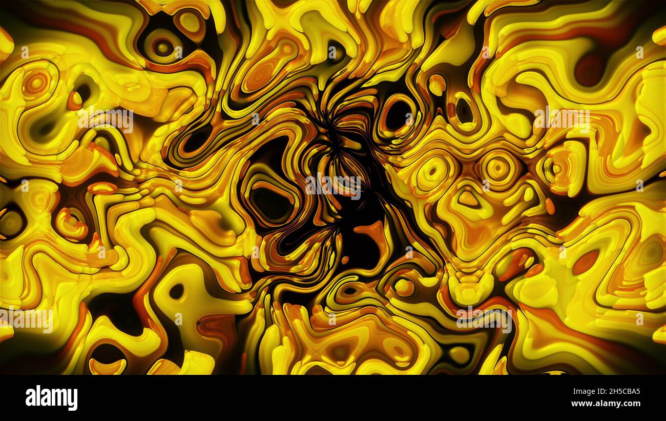 Futuristic liquid metal with 3d render of blurry spots. Abstract moving ...