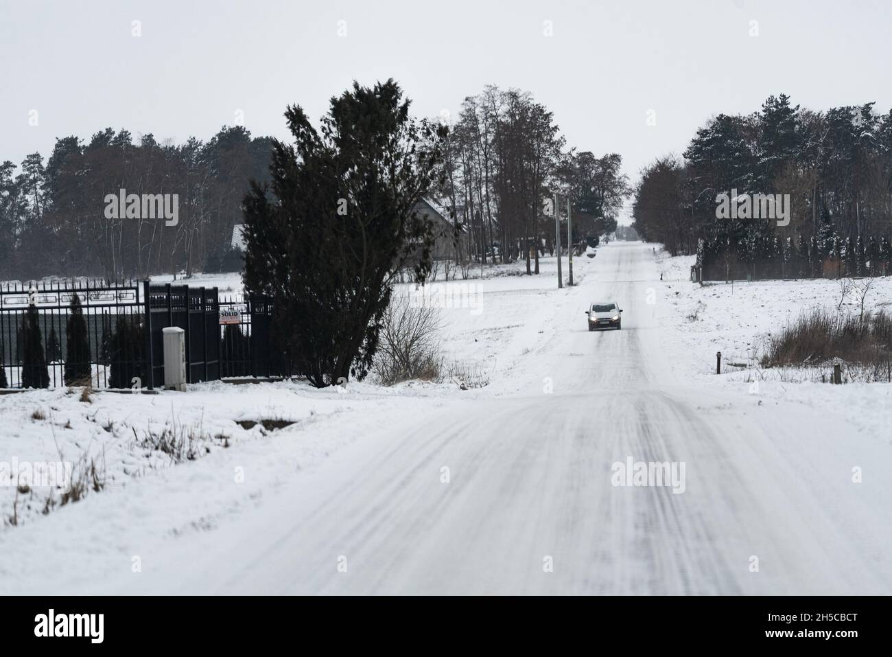 Legionowo, Poland - January 16, 2021: Winter weather conditions on the ...