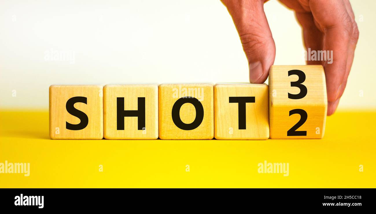 Covid-19 booster dose vaccine shot symbol. Doctor turns cubes and ...