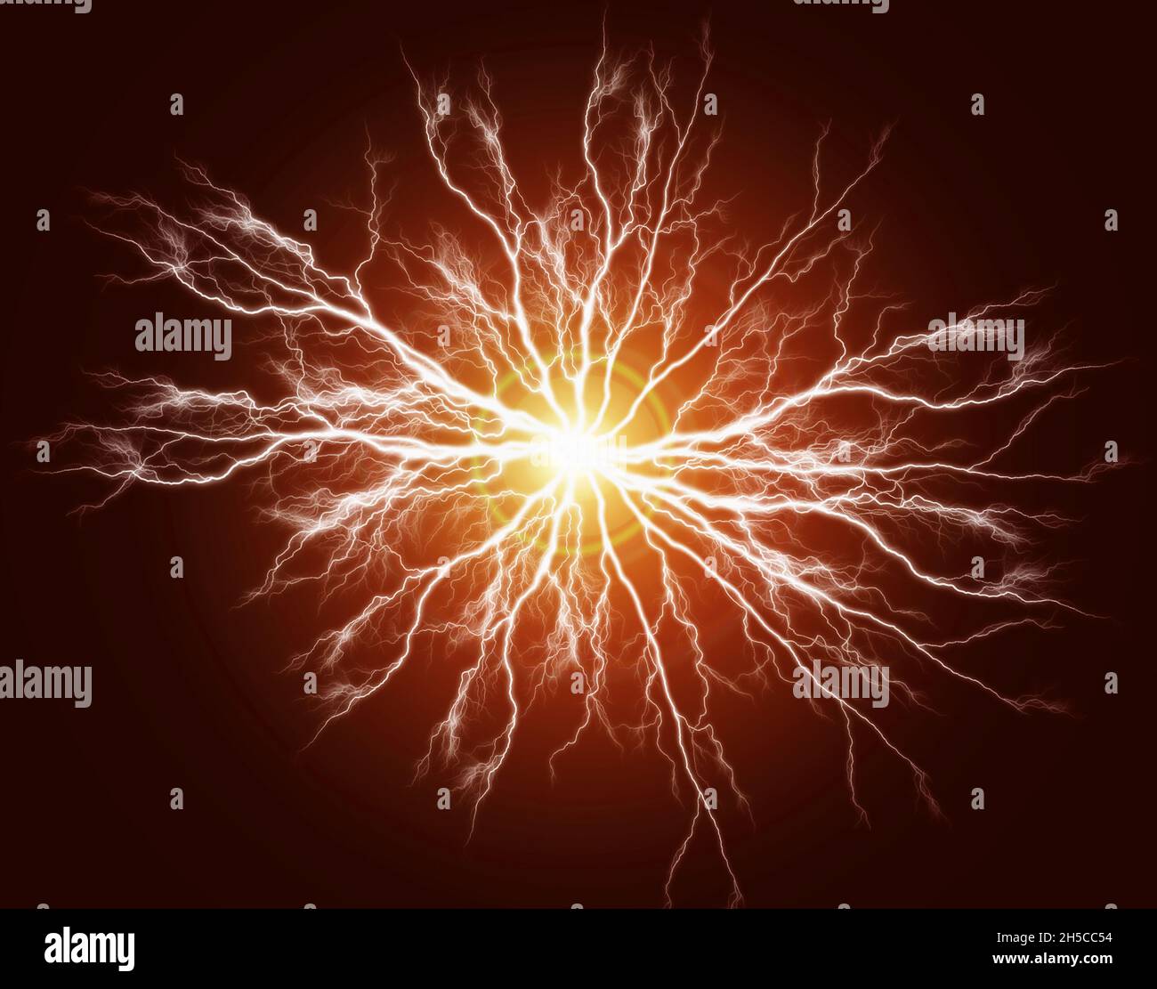 Explosion of pure power and electricity in the dark red plasma burning ...