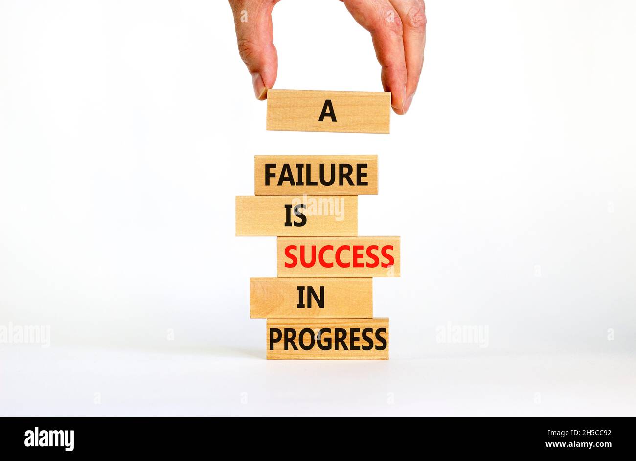 Failure or success symbol. Wooden blocks with words A failure is ...