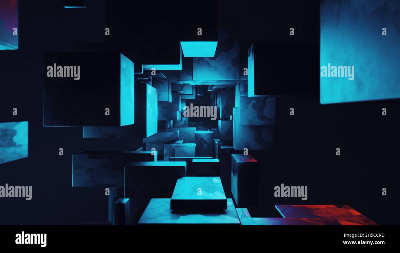 Futuristic square tunnel background Stock Photo - Alamy