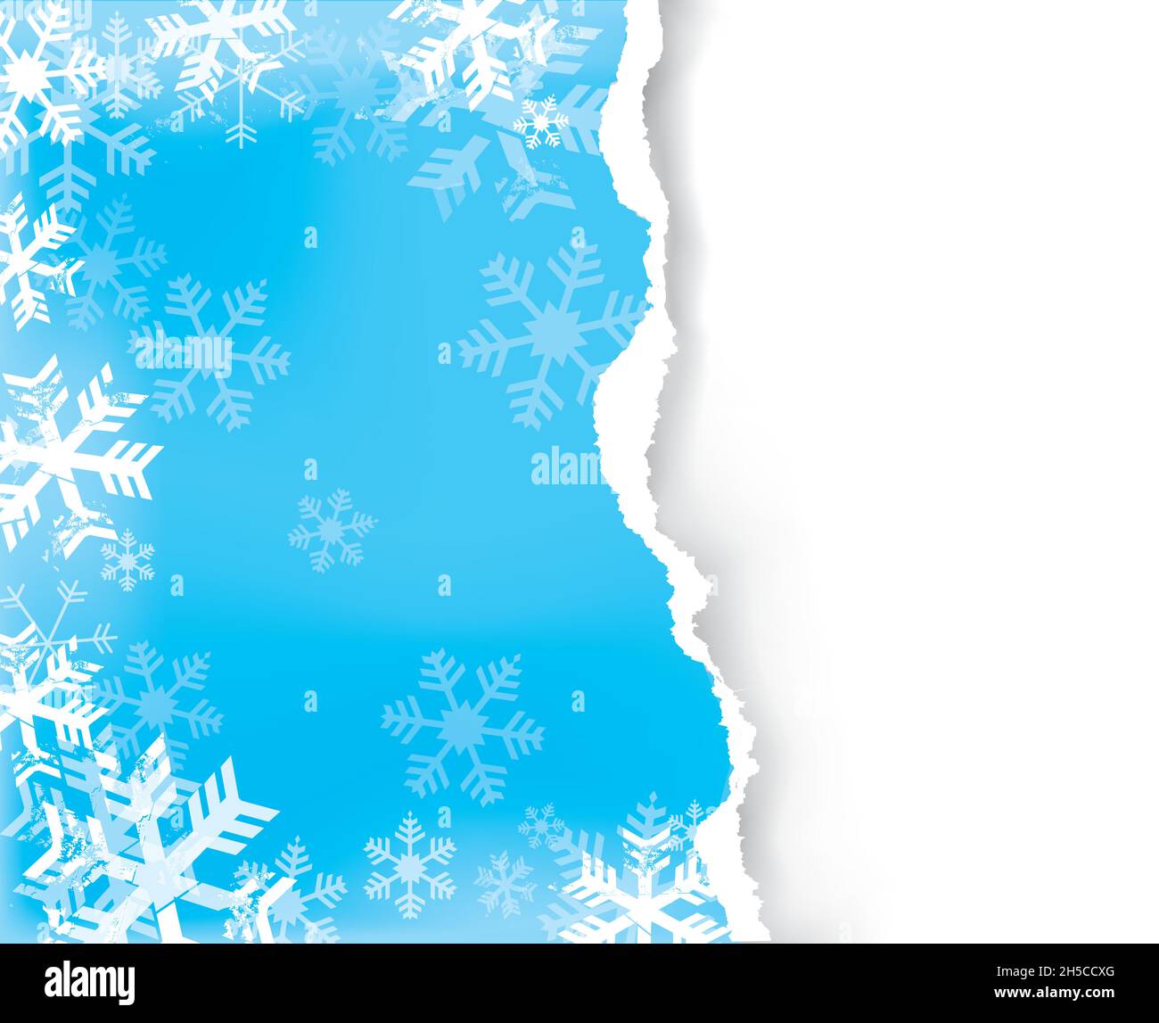 Blue christmas background with torn paper. Illustration of ripped paper ...