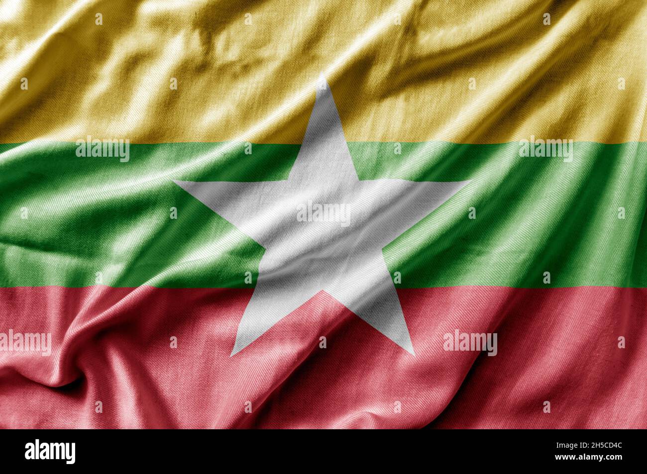 Waving detailed national country flag of Myanmar Stock Photo - Alamy