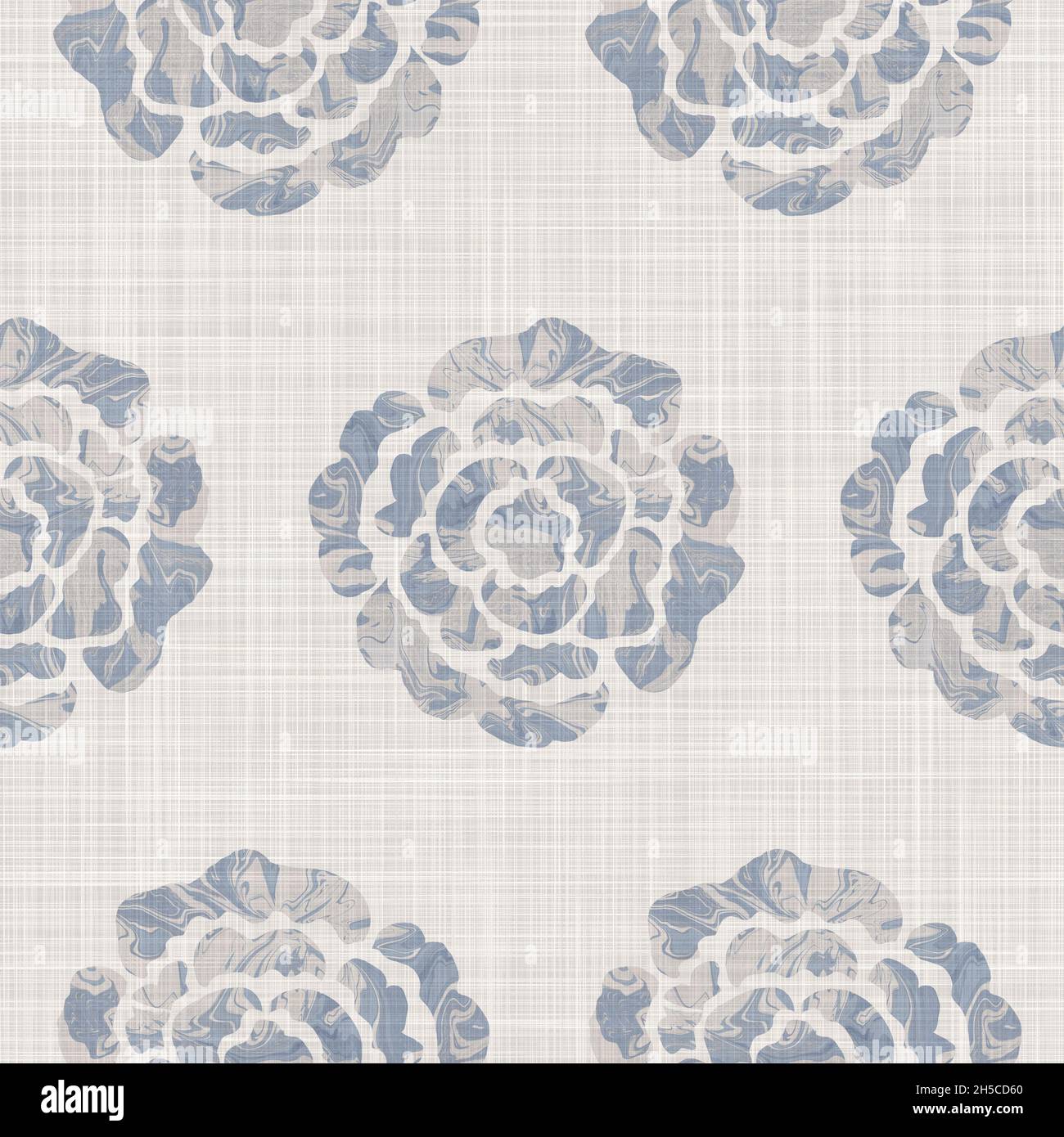 Seamless french linen printed floral damask background. Provence blue ...