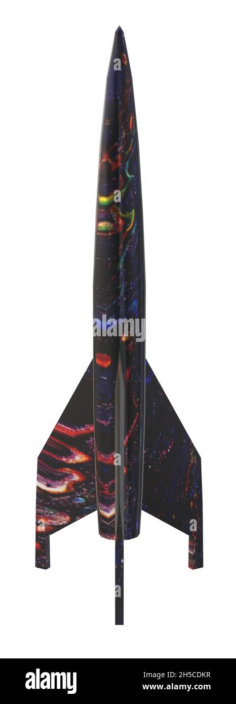 Rocket Spacecraft in Galaxy Pattern Mixed Paint Colors Stock Vector ...