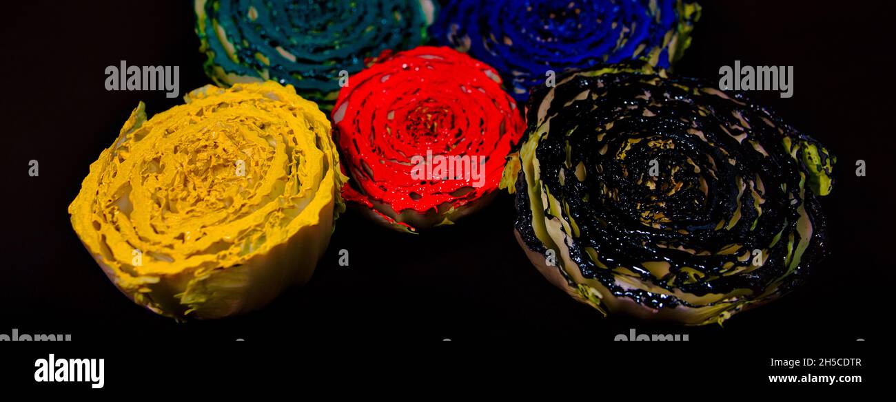 Chinese cabbages colored with colorful paint Stock Photo - Alamy