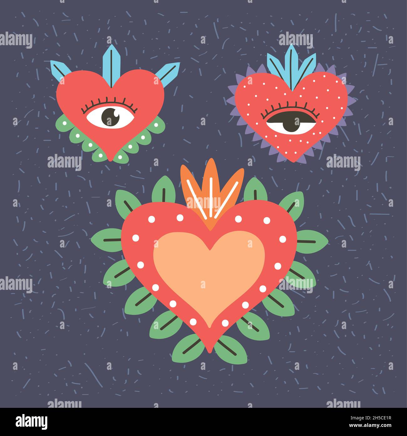 set of three decorated heart Stock Vector Image & Art - Alamy